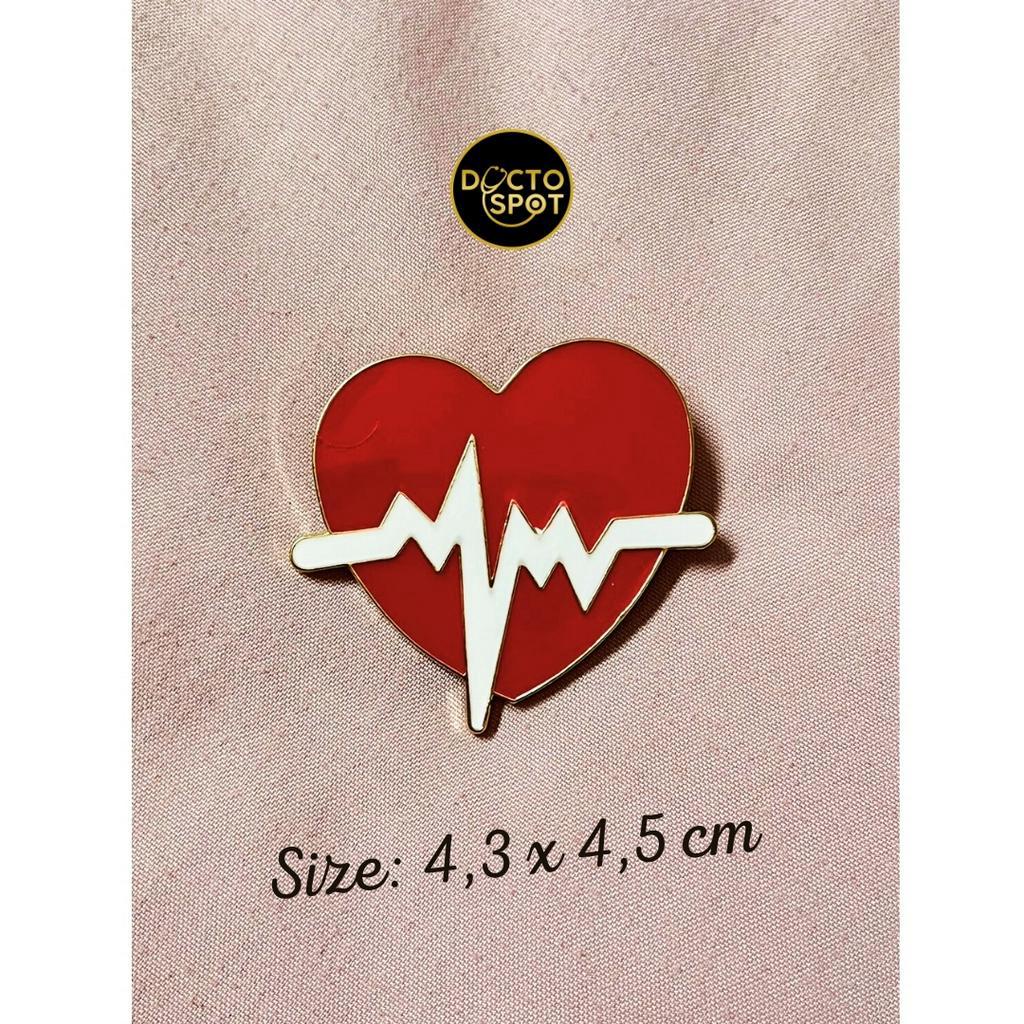 Jual Pin EKG / ECG Love ( Untuk Dokter Mahasiswa Kedokteran FK Kesehatan Jas Dokter / Almamater ...