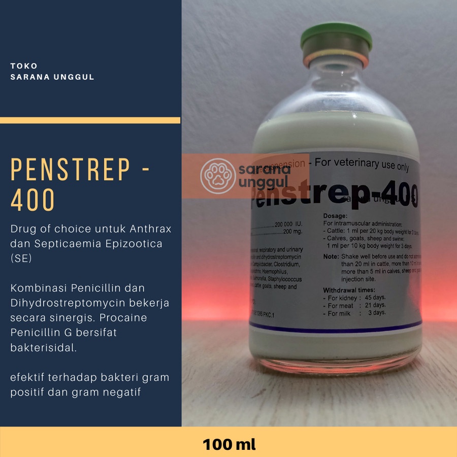 Jual PENSTREP 400 100 ml Antibiotik Pernafasan & Pencernaan Hewan ...