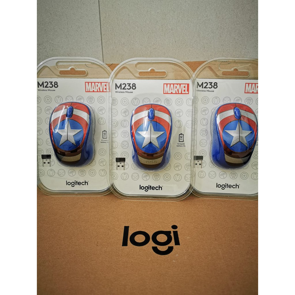 Jual Logitech Mouse Wireless M238 Marvel Collection Captain America ...