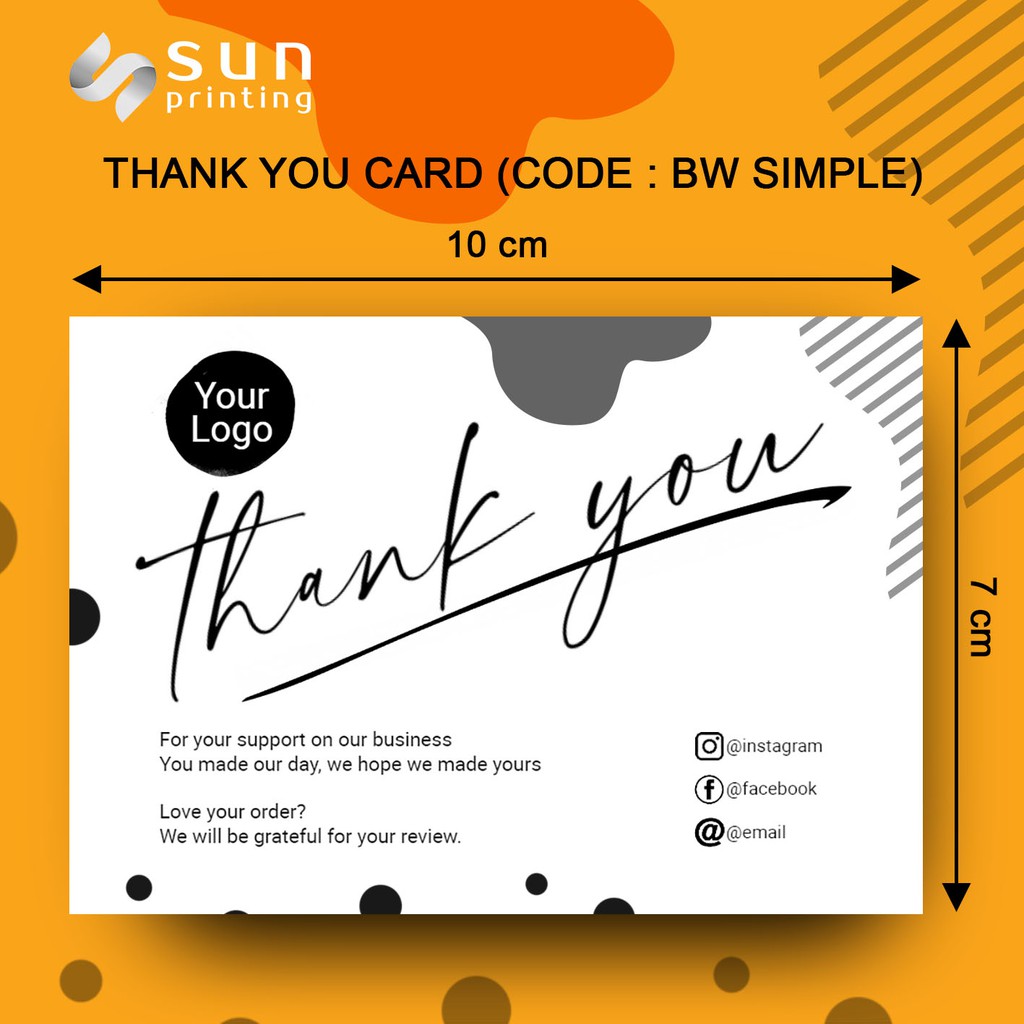 Jual THANK YOU CARD / Kartu Ucapan Terima Kasih isi 100pcs design ...