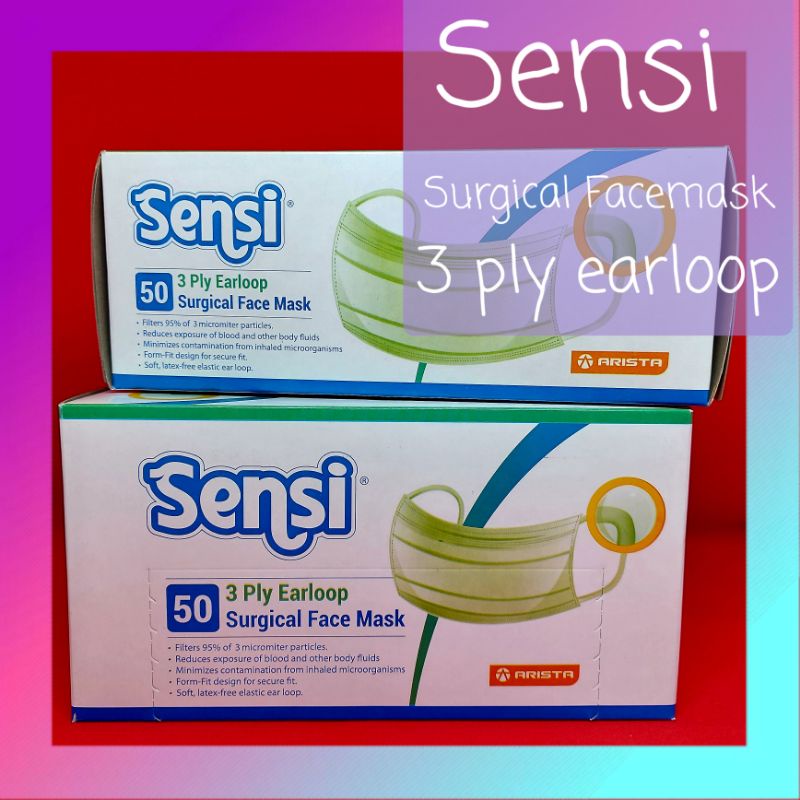 Jual SENSI 3-PLY EARLOOP SURGICAL FACE MASKS / MASKER MEDIS | Shopee ...