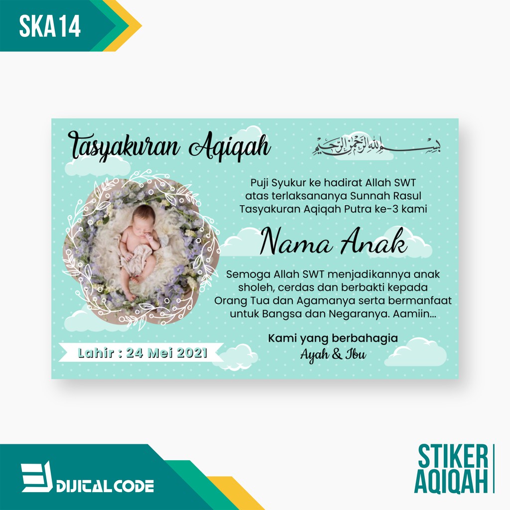 Jual SKA14 Stiker Label Syukuran Aqiqah Kelahiran Anak | Shopee Indonesia