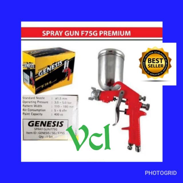 Jual Spray gun Genesis Premium F 75 G tabung atas kompresor tangki ...