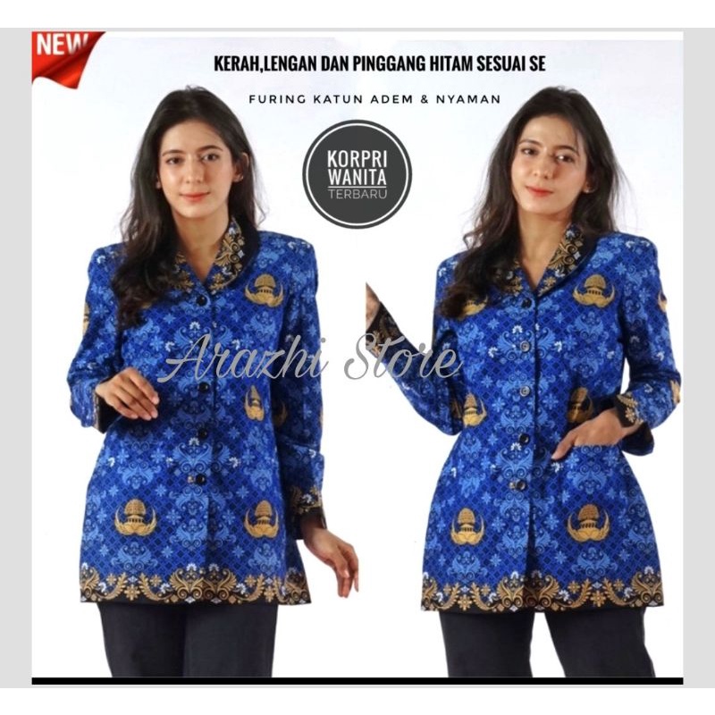 Jual Seragam Batik KORPRI Baru Wanita Seragam PNS Korpri Terbaru Baju Korpri Premium Wanita ...