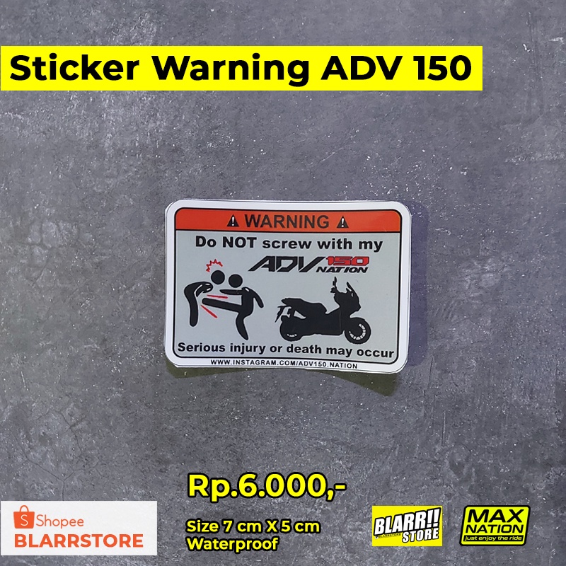 Jual Sticker warning NMAX AEROX XMAX LEXI 125 ADV 150 PCX NOUVO FAZZIO ...