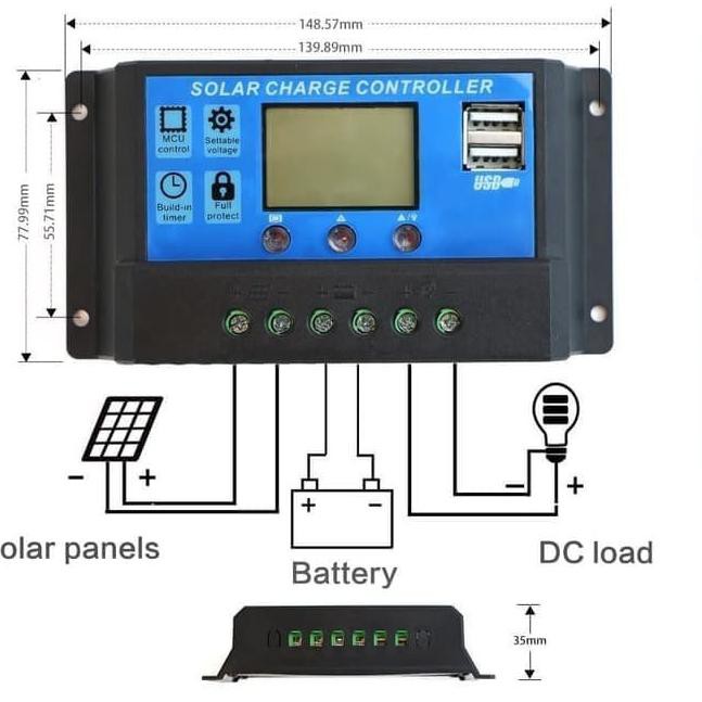 Jual Harga Promo P60W9 PWM Solar Charge Controller 10A 20A 30A 50A 60A 12V/24V Charger LCD ...