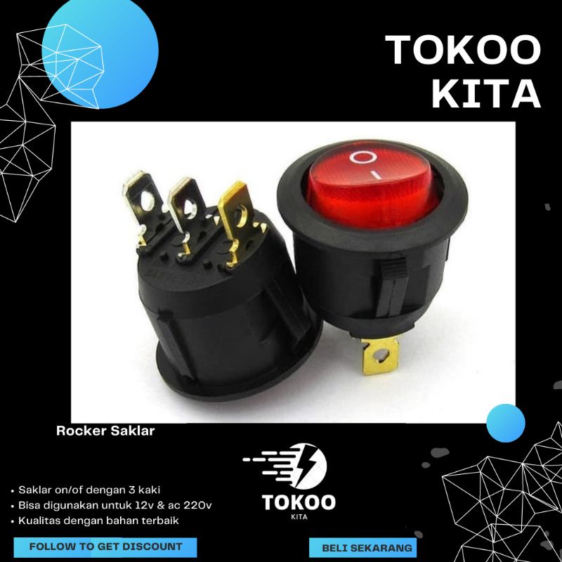 Jual Rocker Saklar / Switch Lampu Bulat 3Pin ON OFF / Switch Lampu ...