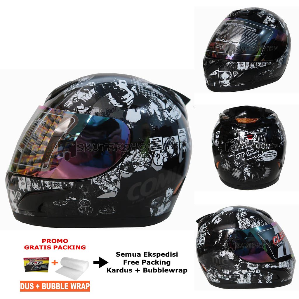 Jual Helm JPN Full Face SNI Skutershop Sport Racing MotoGP Model Tanduk ...