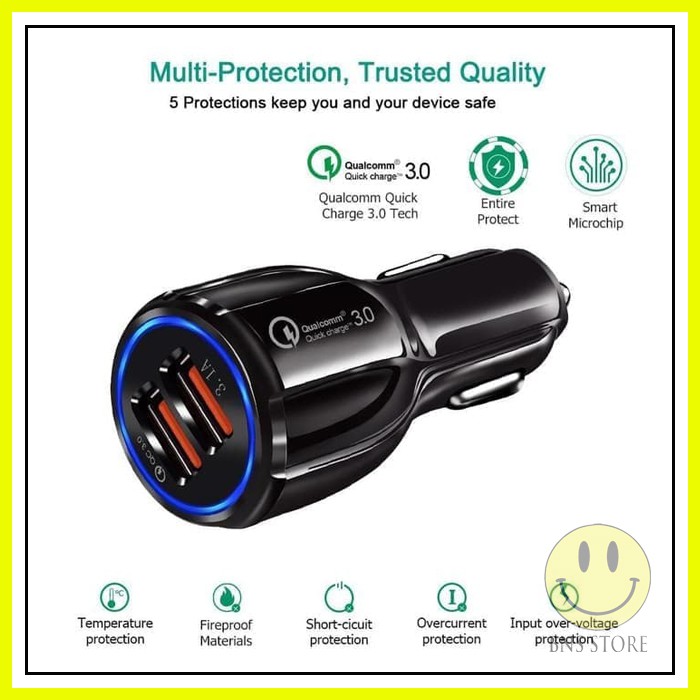 Jual Cas HP Mobil Casan HP Mobil Charger Mobil Qualcomm 3.0 2 Port Fast ...