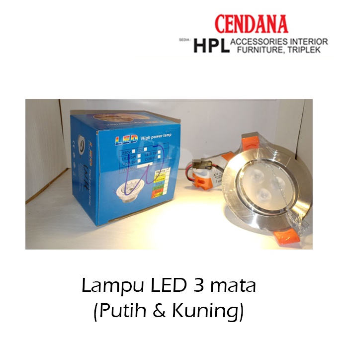Jual Lampu LED 3 Mata 3W (Putih dan Kuning) | Shopee Indonesia