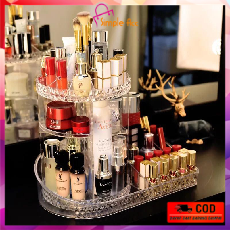Jual ~COD~ DO-K11 Rak Make Up Kosmetik Petak Acrylic Putar 360 Derajat ...