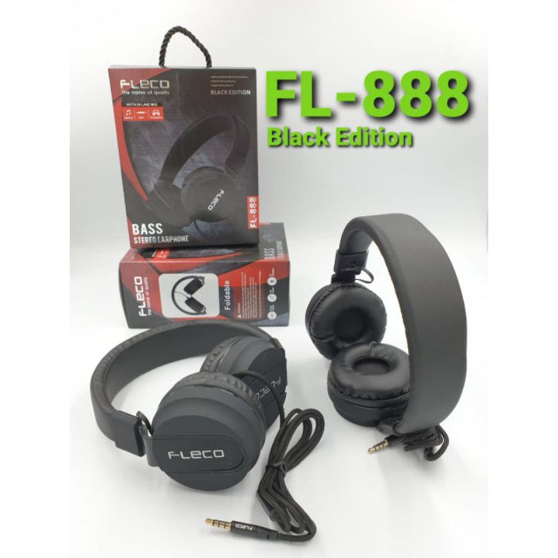 Jual HEADPHONE HEADSET BANDO DJ FLECO FL888 BLACK EDITION MEGA BASS ...