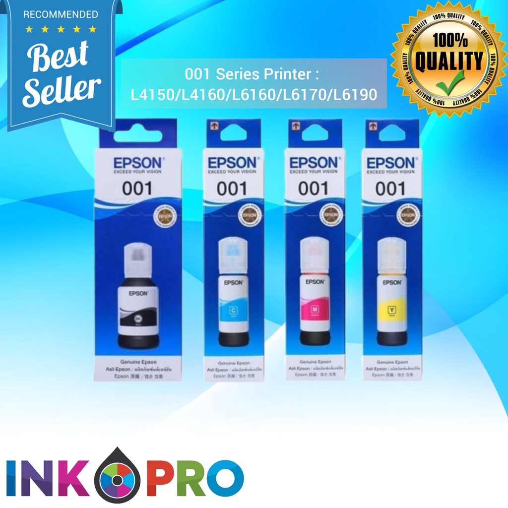Jual Tinta Epson 001 PREMIUM 1Set Untuk Printer L4150, L4160, L6160, L6170, L6190 | Shopee Indonesia