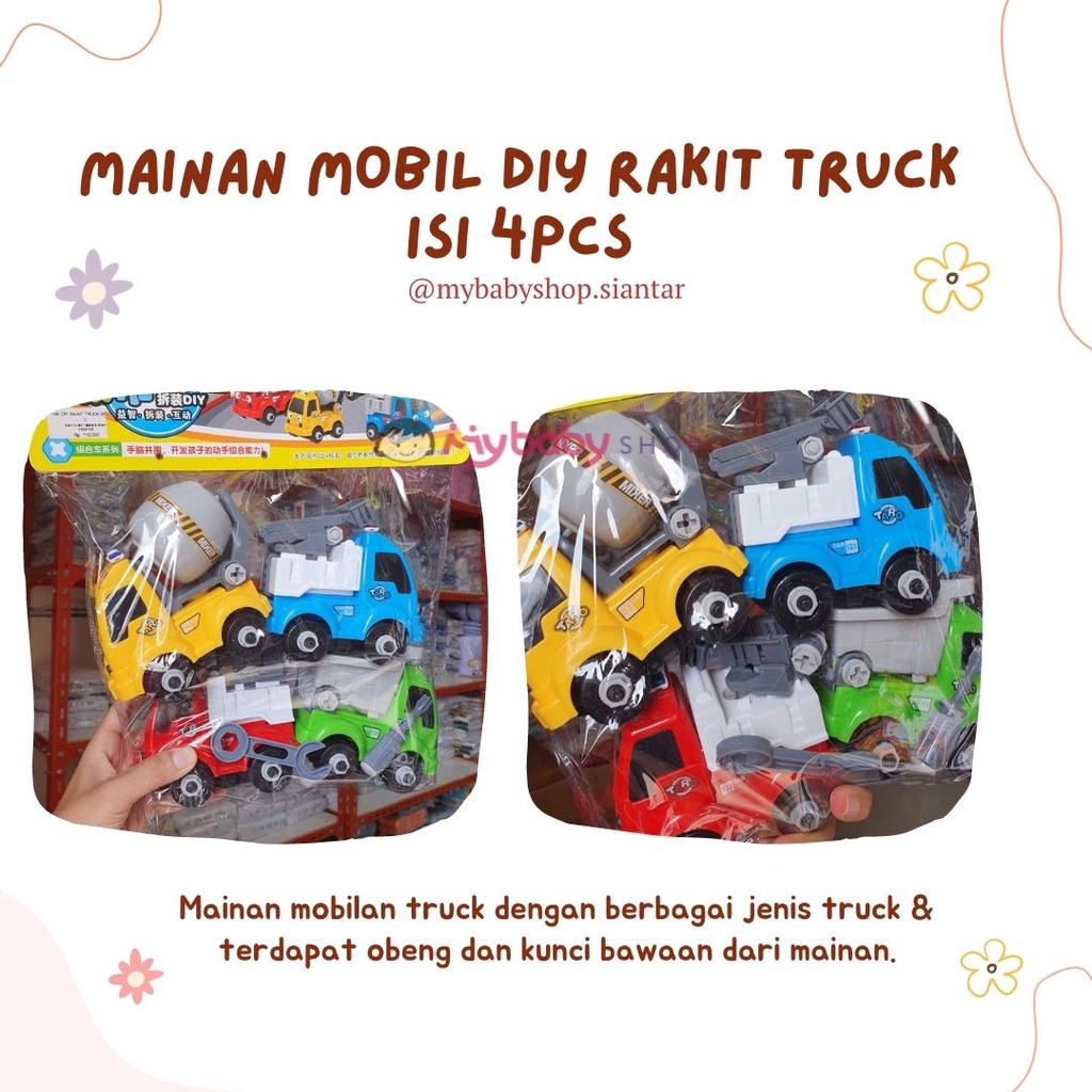 Jual Mainan mobilan diy rakit truck 1 set isi 4pcs | Shopee Indonesia