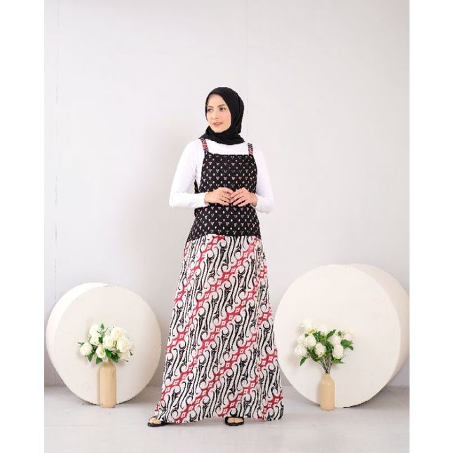 Jual AILA OVERALL BATIK / DRESS BATIK Javanic Hijab | Shopee Indonesia
