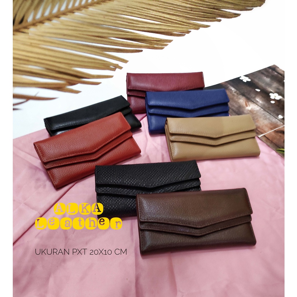 Jual Dompet Kulit Garut Dompet Wanita Model Lipat Panjang | Shopee ...