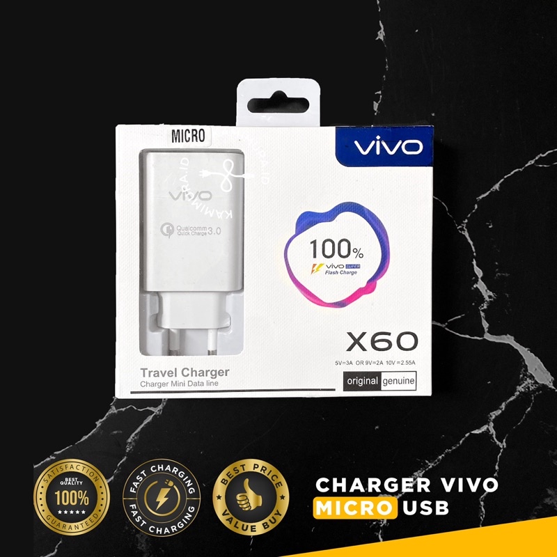 Jual CHARGER VIVO MICRO USB ORIGINAL 100% FAST CHARGING V11 X20 X9 X21 V9 V7 V5 V3 PLUS Y31 ...