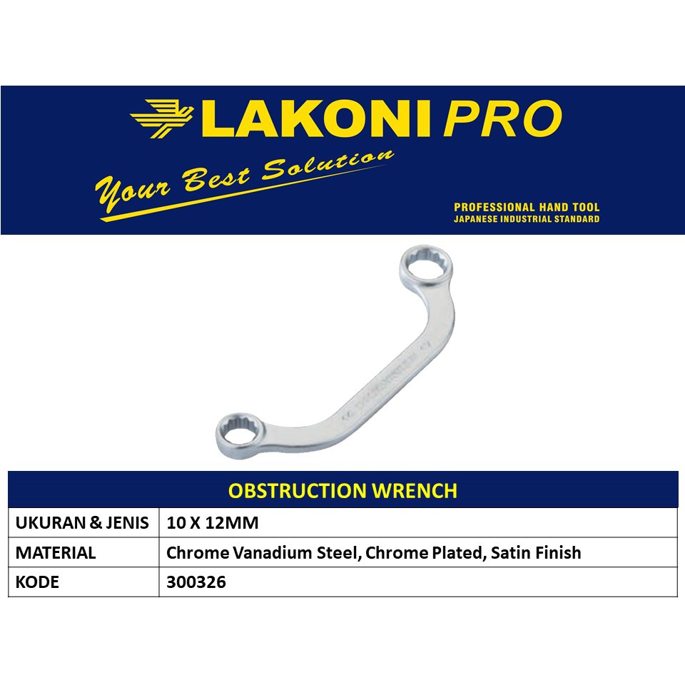Jual LakoniPro / Jetjotools 300326 Kunci Ring Lengkung Obstruction Wrench 10 dan12 mm LAKONI PRO ...