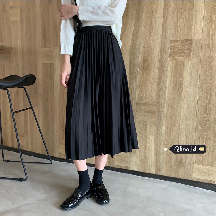 Jual READY [4 Warna]Rok Lipit Panjang Warna Solid Minimalis Korea Style ...