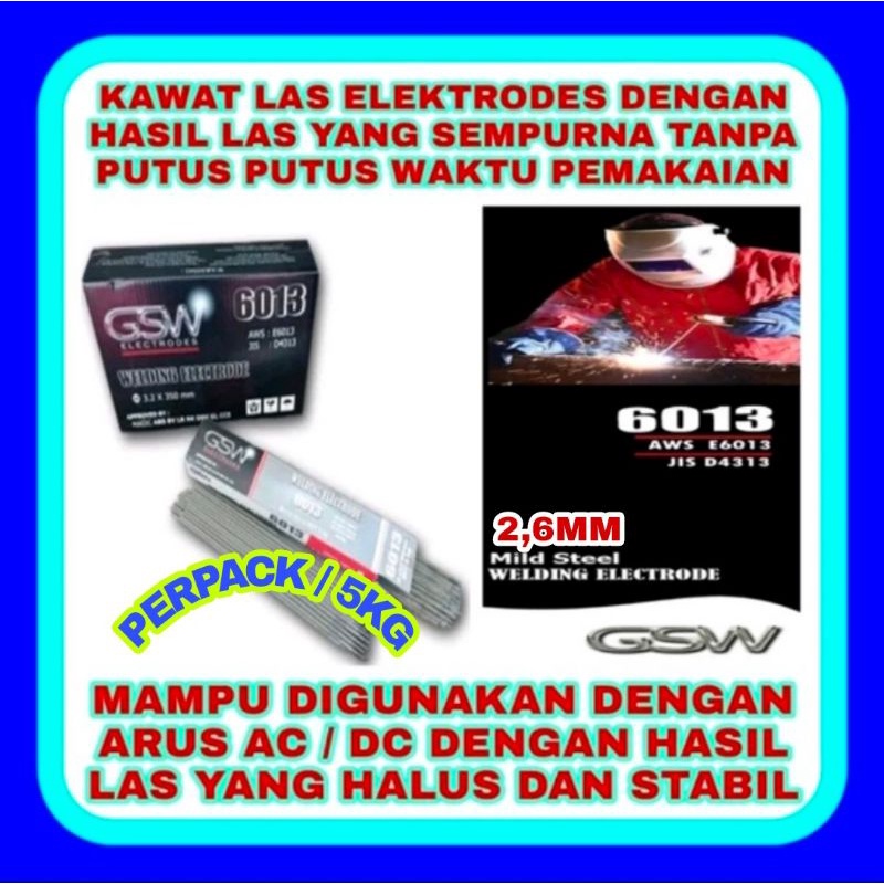 Jual KAWAT LAS 2MM 2,6MM 3,2MM 4MM KAWAT LAS PERPACK/5KG KAWAT LAS AWS6013 KAWAT LAS LISTRIK ...