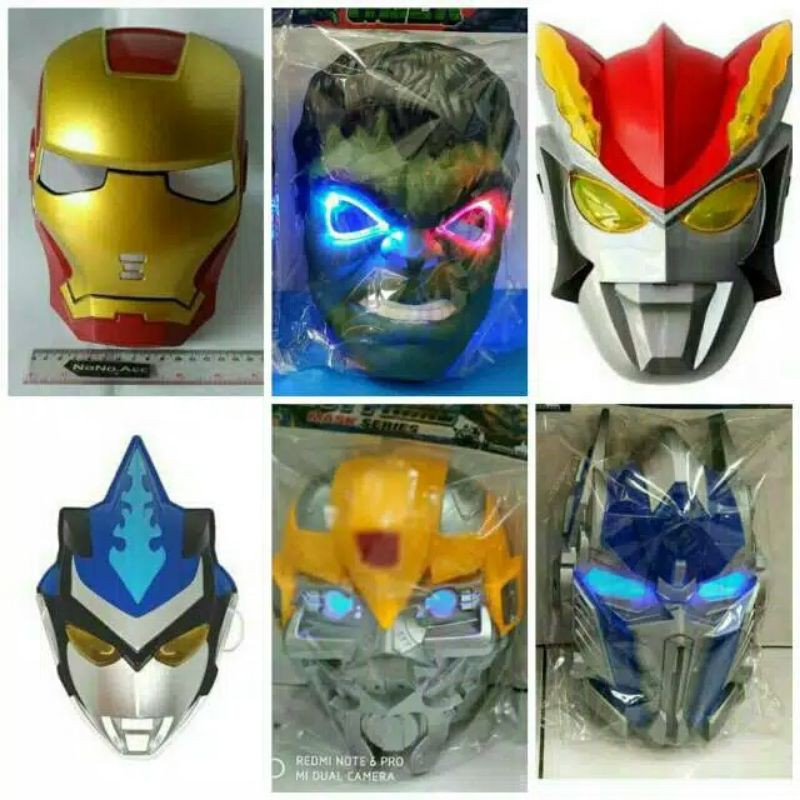 Jual cosplay topeng superhero ironman hulk optimus bumblebee ultraman ...