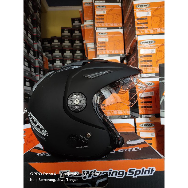 Jual HELM INK T1 BLAK MATT/BLAK DOFF DOBEL VISOR FULL WARNA | Shopee ...