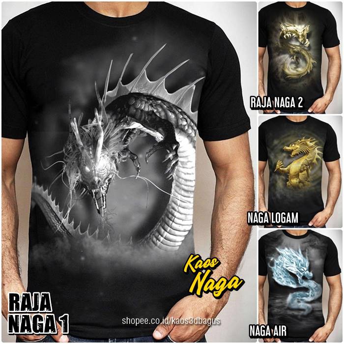 Jual Baju KAOS NAGA Keren PREMIUM Distro Kaos Gambar NAGA Kaos DRAGON ...