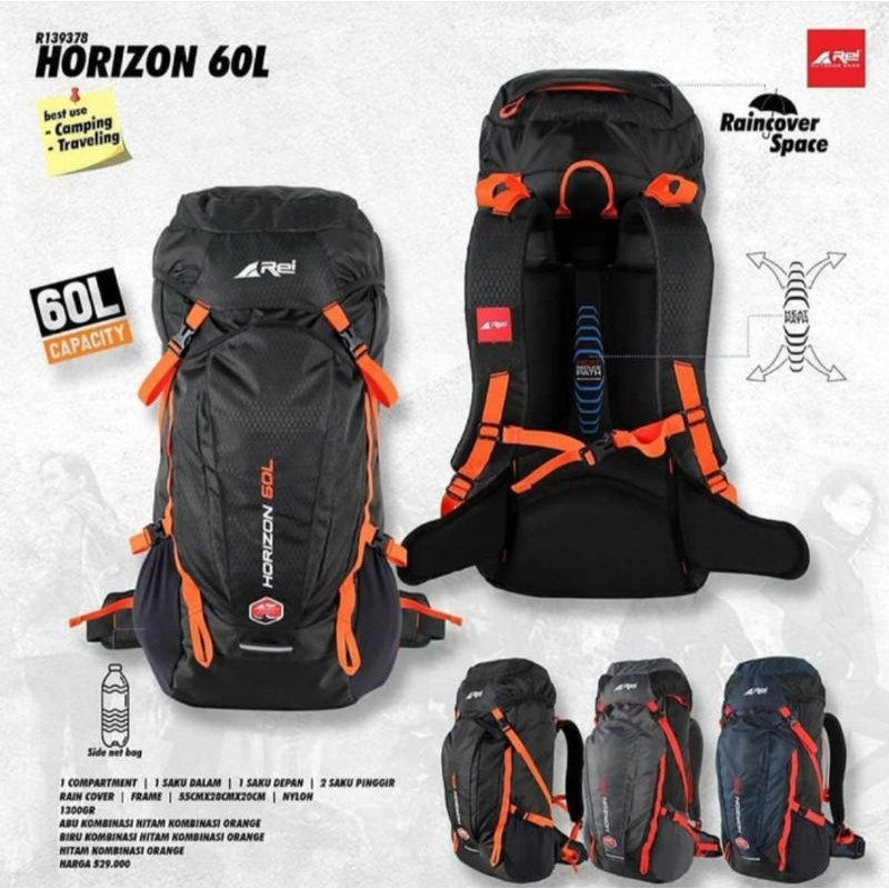 Jual Tas Keril Rei Horizon 60L Tas Carier Arei Tas Gunung Hiking ...