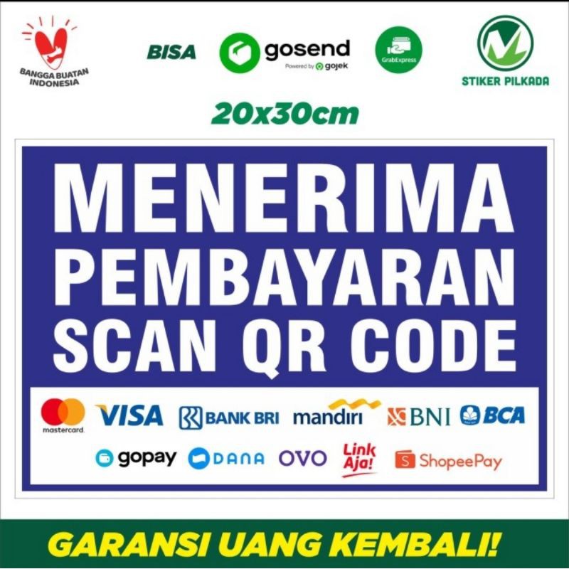Jual STIKER MENERIMA PEMBAYARAN SCAN QR 20x30cm | Shopee Indonesia