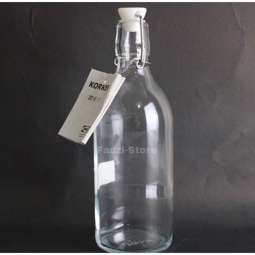 Jual Botol Air Miunum Kaca Bening dengan Penutup Ukuran 1 Liter Korken ...