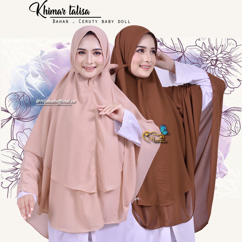Jual Khimar Syari Jumbo 2 Layer Non Pet Tali Ceruty Babby doll Kerudung Khimar Jilbab Syari ...