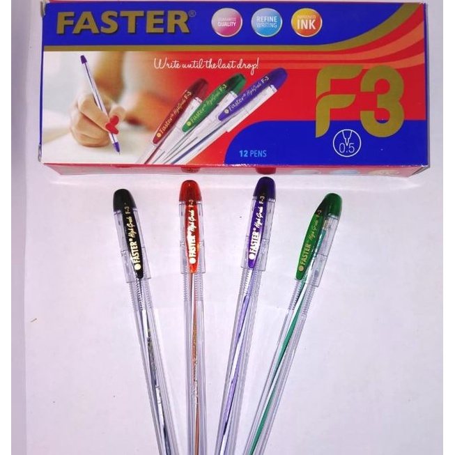 Jual Pen / Balpoin / pena / Pulpen Faster F3, 0.5mm ( isi 12 pcs ...