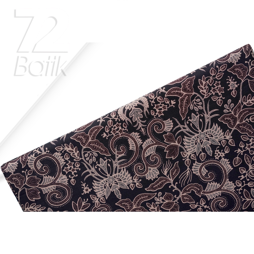Jual KAIN BATIK PREMIUM Bahan Katun Motif Kembang Setaman Warna Hitam ...