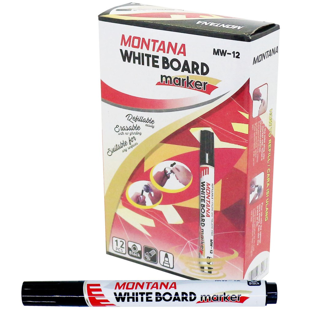 Jual Spidol Whiteboard Hitam/Spidol Marker/1 Pak | Shopee Indonesia