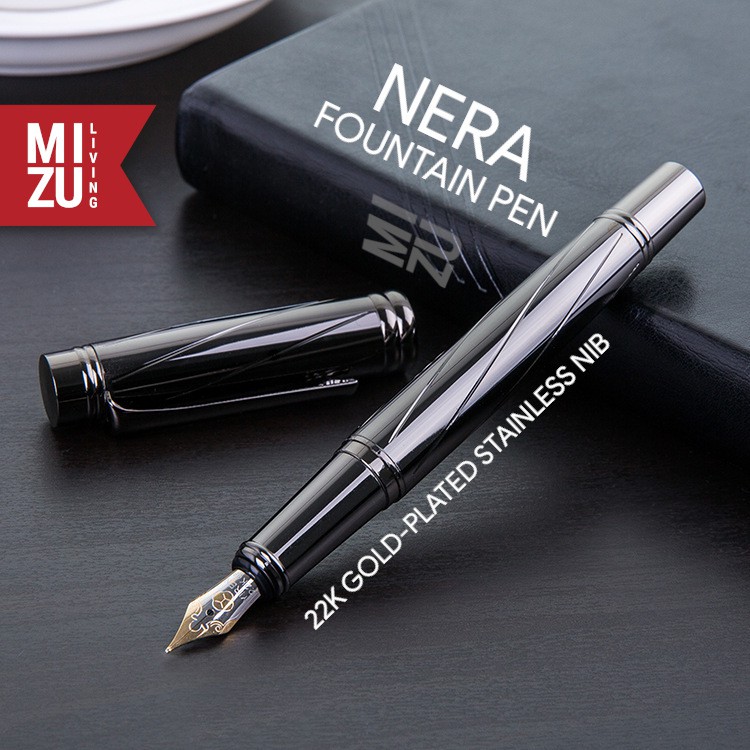Jual MIZU NERA Fountain Pen 22K Gold-Plated Stainless Steel Iridium Nib ...