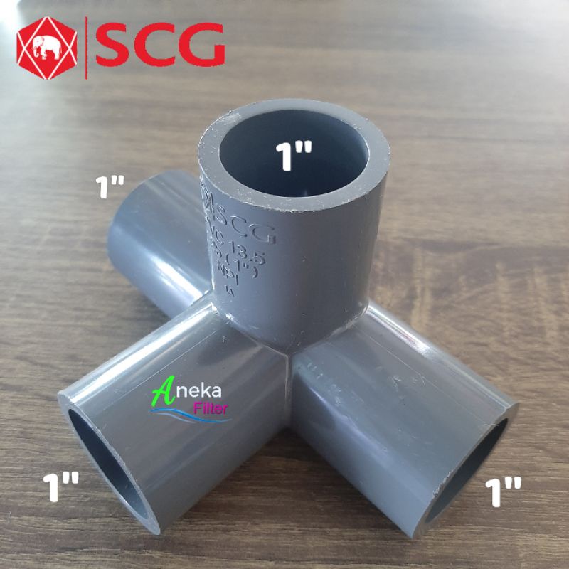 Jual tee 4 way konektor pipa 4 arah sambungan pipa pvc fitting elbow ukuran 1inch merek scg ...