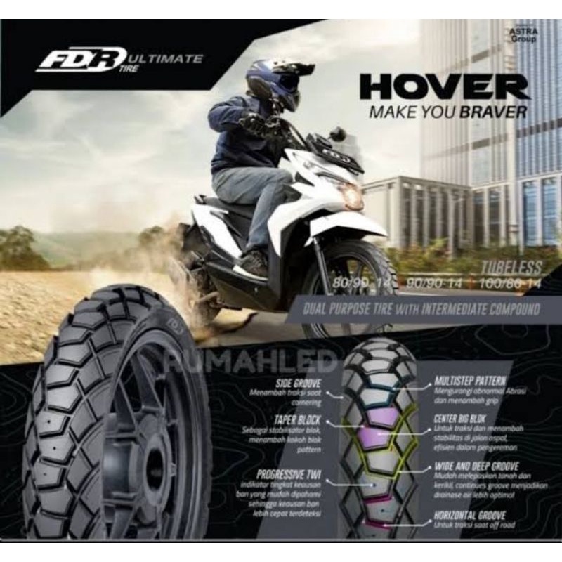 Jual FDR (Federal Racing) Ultimate - Hover Tubeless(TL) 80/90-14 100/80 ...