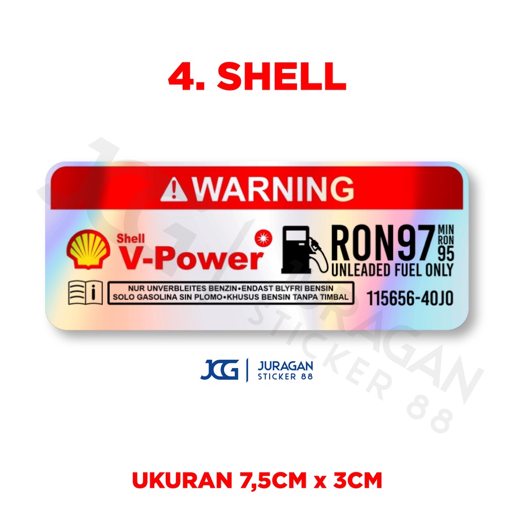 Jual Sticker Printing Unleaded Fuel Only Bahan Bakar RON Pertamax Shell ...