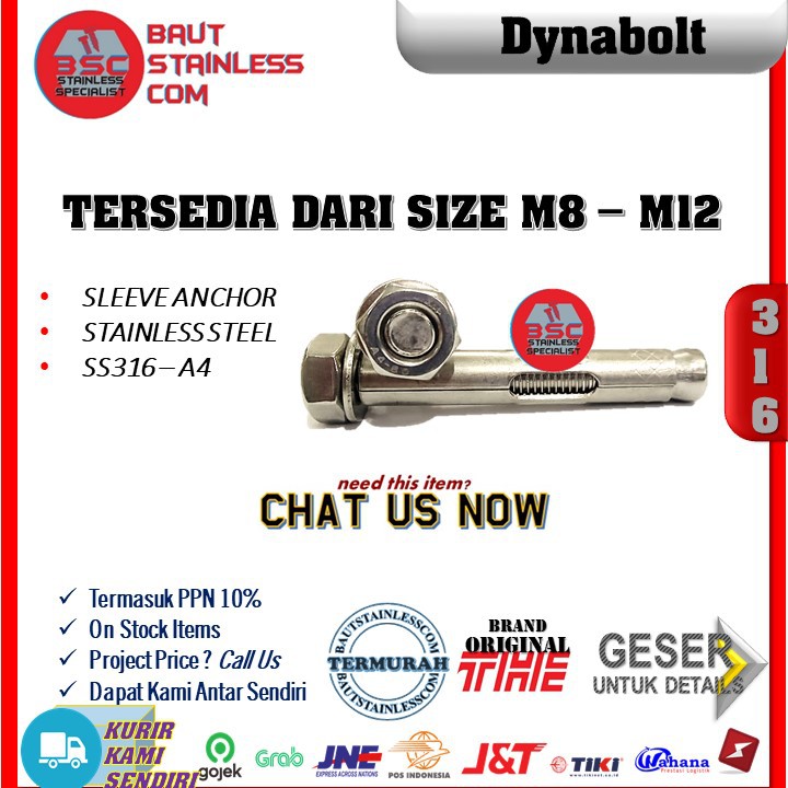 Jual DYNABOLT STAINLESS STEEL SS316 A4 | Shopee Indonesia