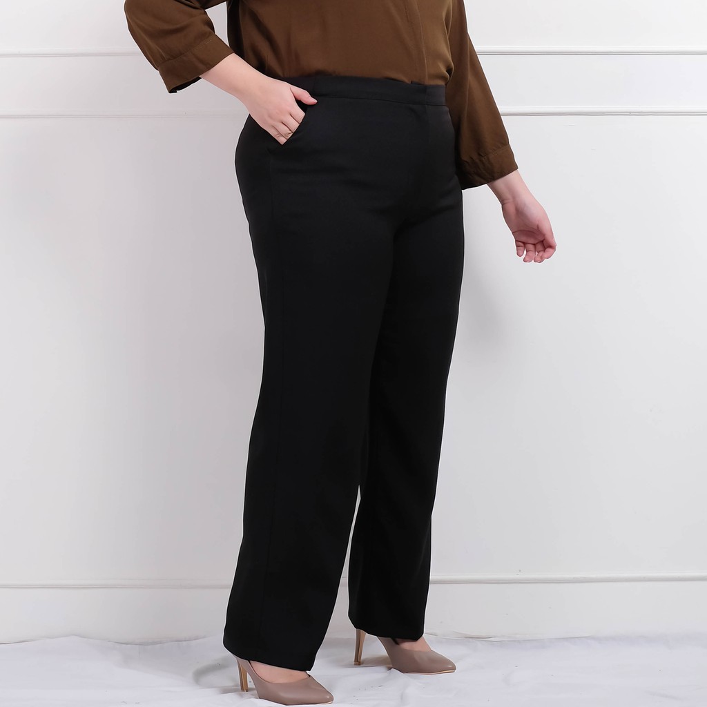 Jual DYCY - Celana Kerja Wanita Highwaist Pinggang Karet Celana Kantor Jumbo | Shopee Indonesia