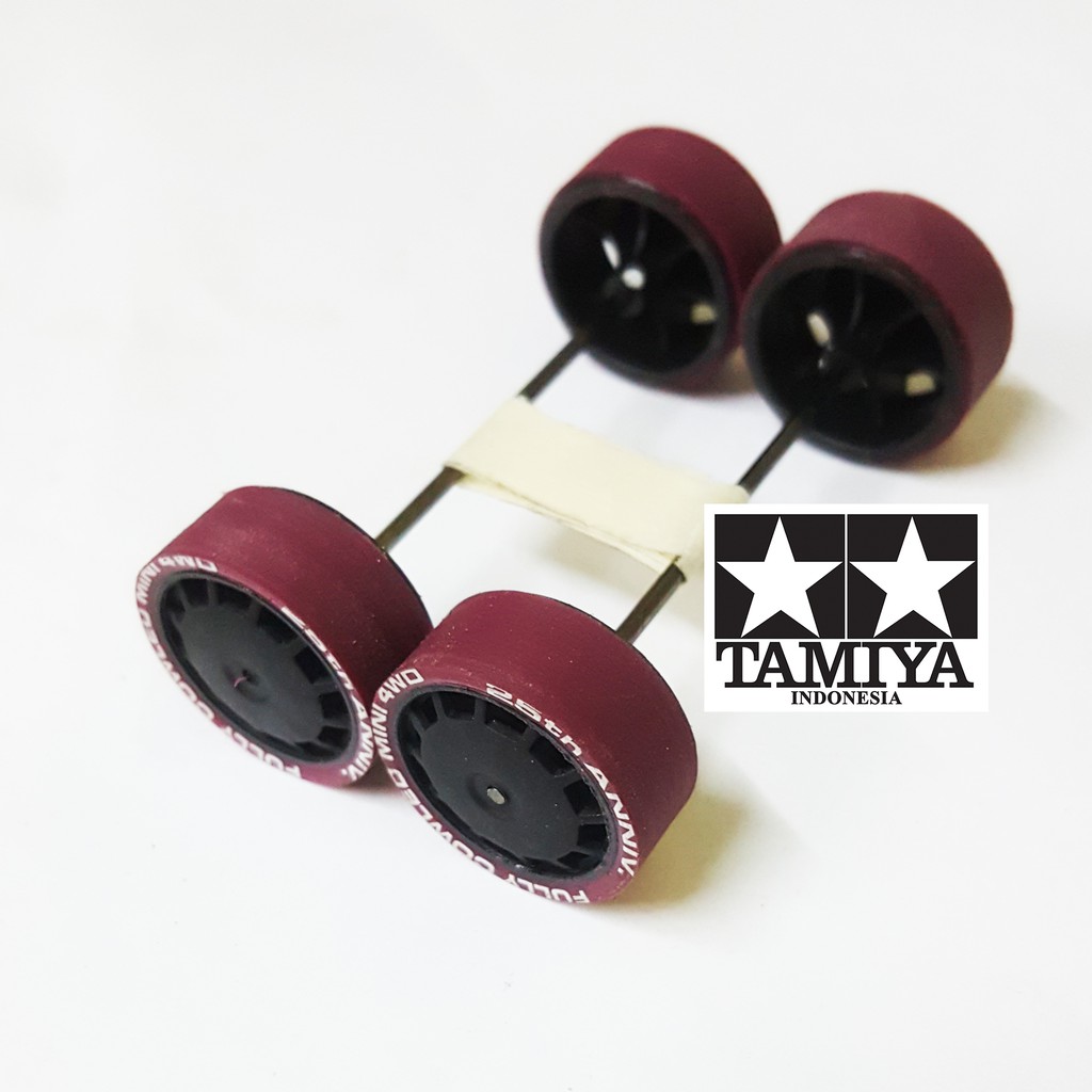 Jual Tamiya Ban STO Maroon Tire & Velg Dish Carbon - Original Tamiya ...