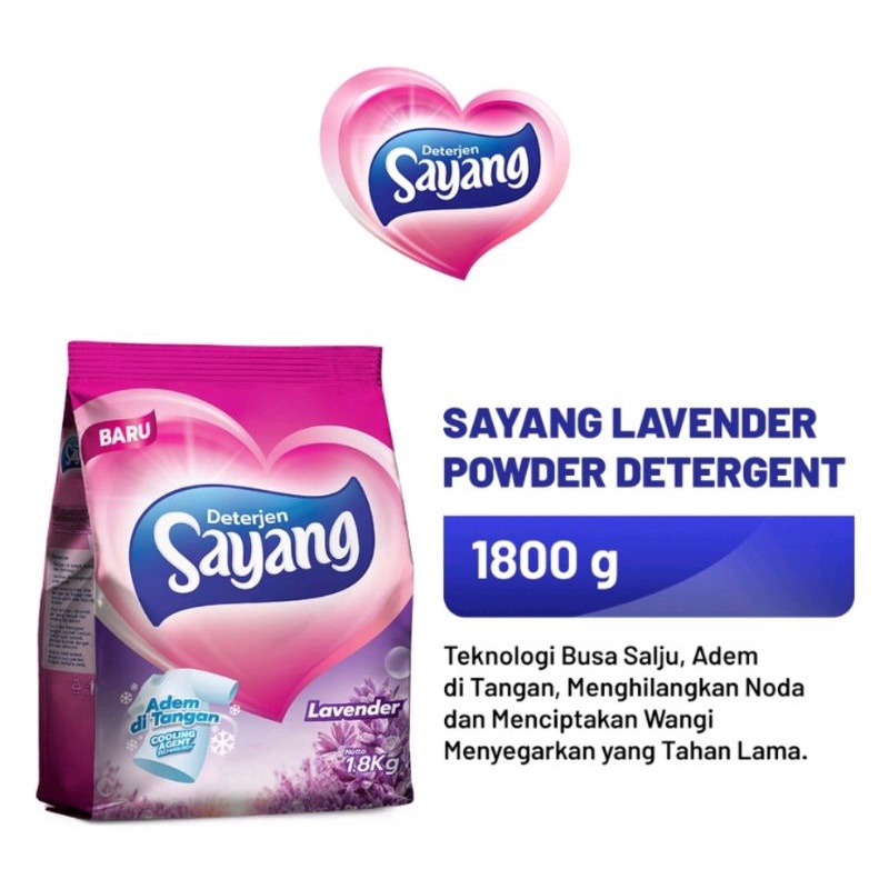 Jual Sabun Cuci Baju Deterjen Sayang powder 1,8 kg ( Lavender) | Shopee ...
