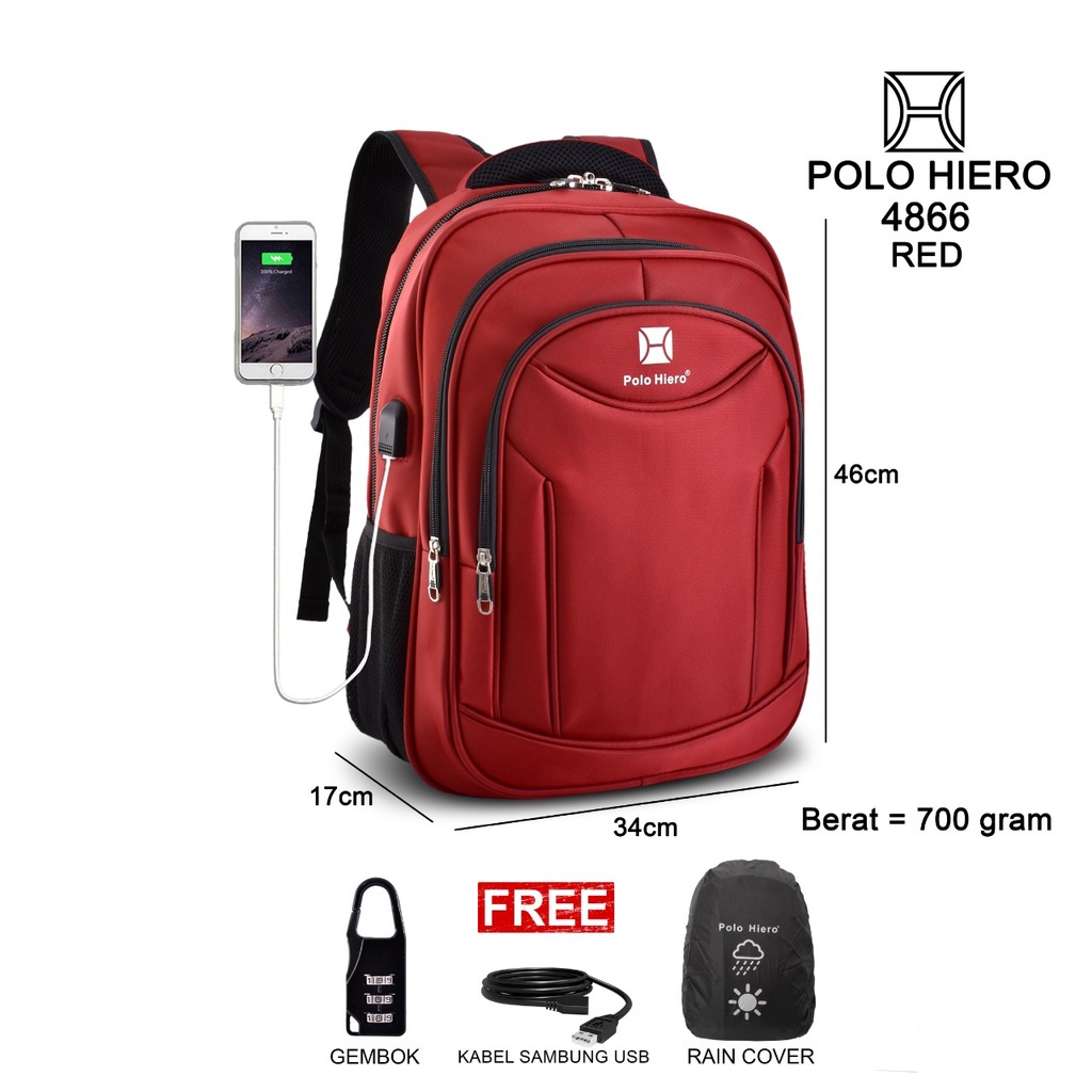 Jual Tas Ransel Laptop / Backpack Sekolah Polo Hiero 4866, ( Free Rain ...