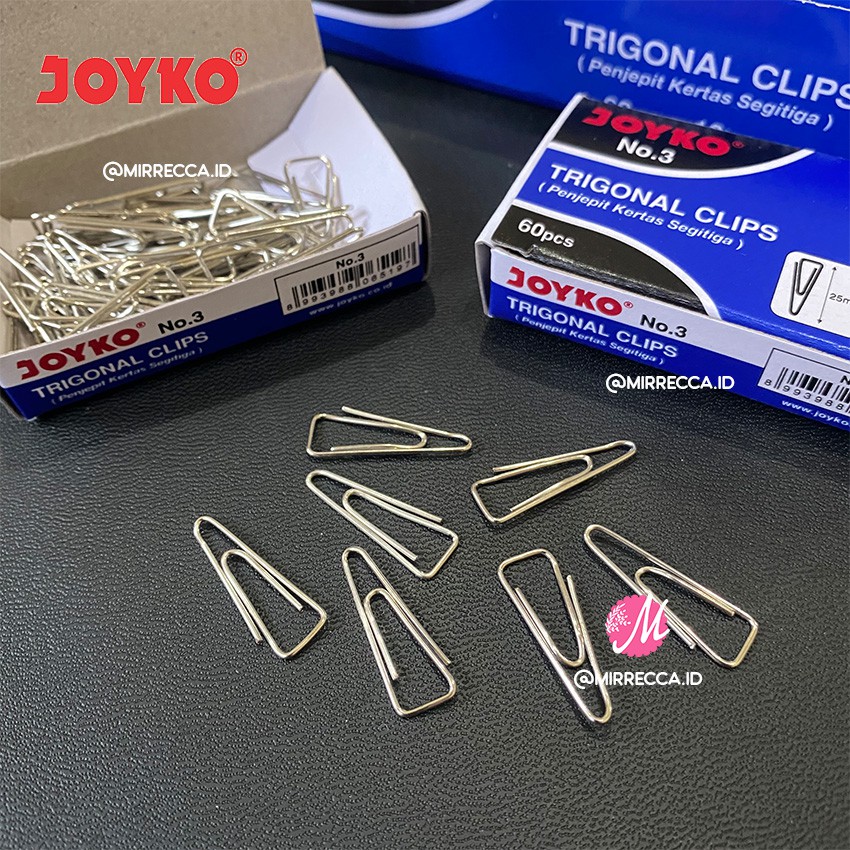 Jual JOYKO TRIGONAL CLIPS NO.3 PENJEPIT KERTAS SEGITIGA 25 MM UNTUK ...