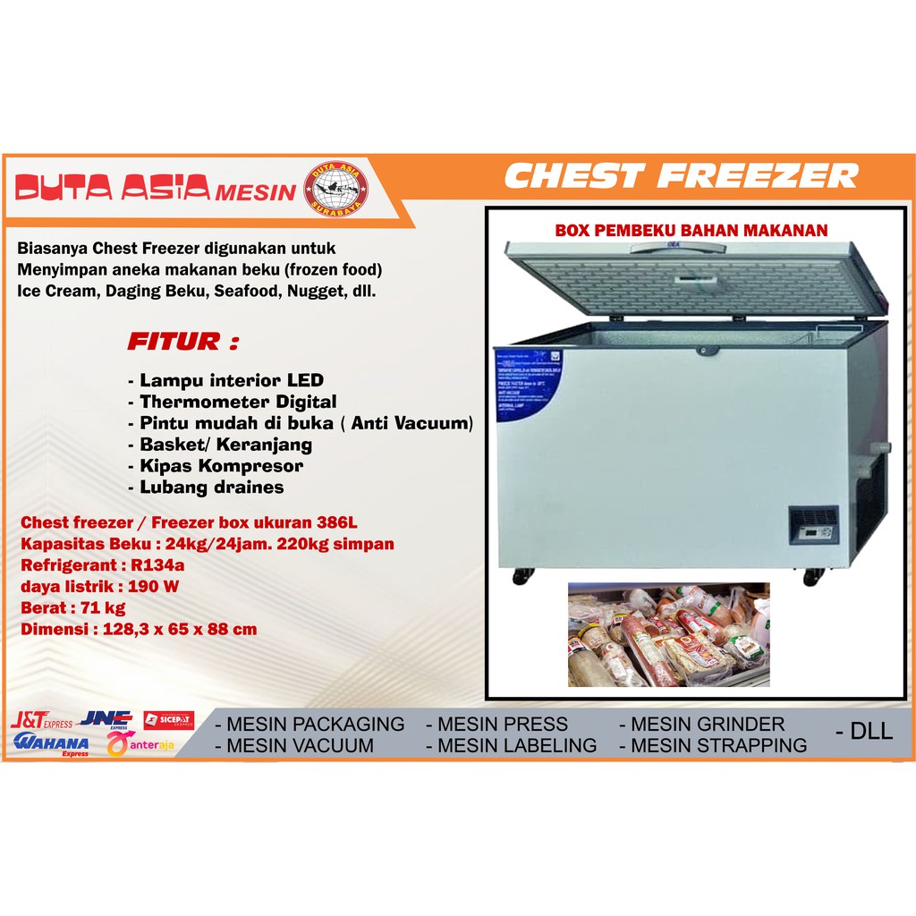 Jual CHEST FREEZER / MESIN BOX PEMBEKU BAHAN MAKANAN VOLIME 386L ...