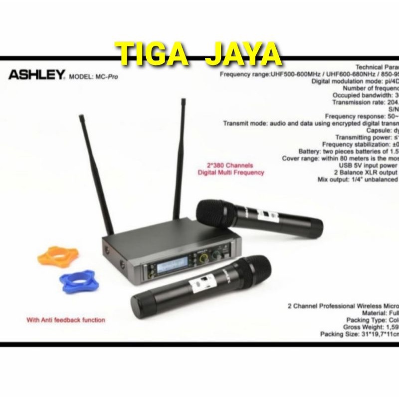 Jual Mic Wireless Ashley UHF Mc Pro 2 Microphone Werless Mic Voice ...