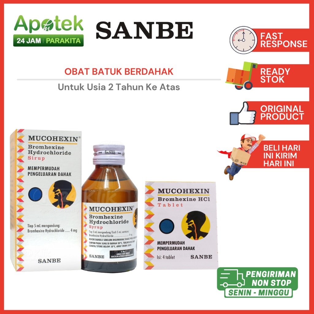 Jual Mucohexin Tablet / Sirup Untuk Batuk Berdahak / Mengatasi Gangguan ...