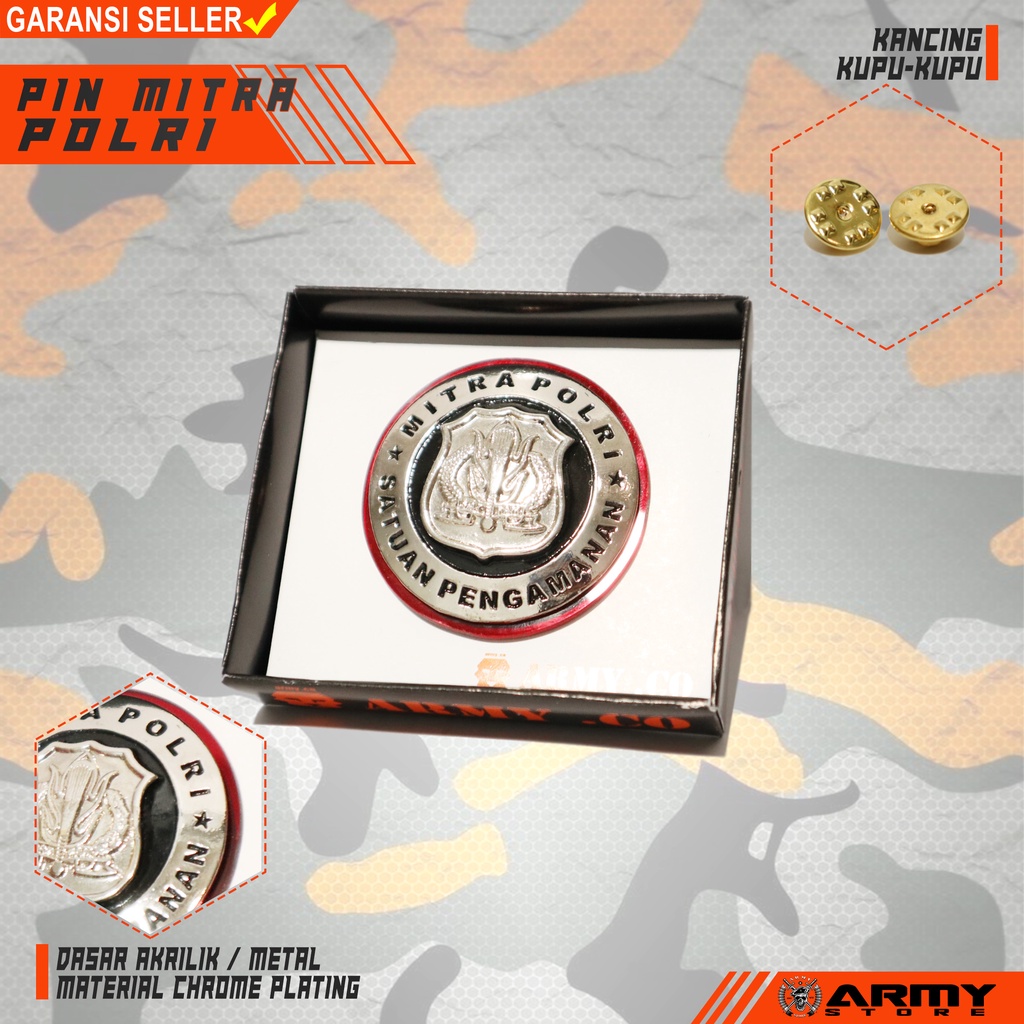 Jual pin mitra polri silver dasar akrilik | Shopee Indonesia