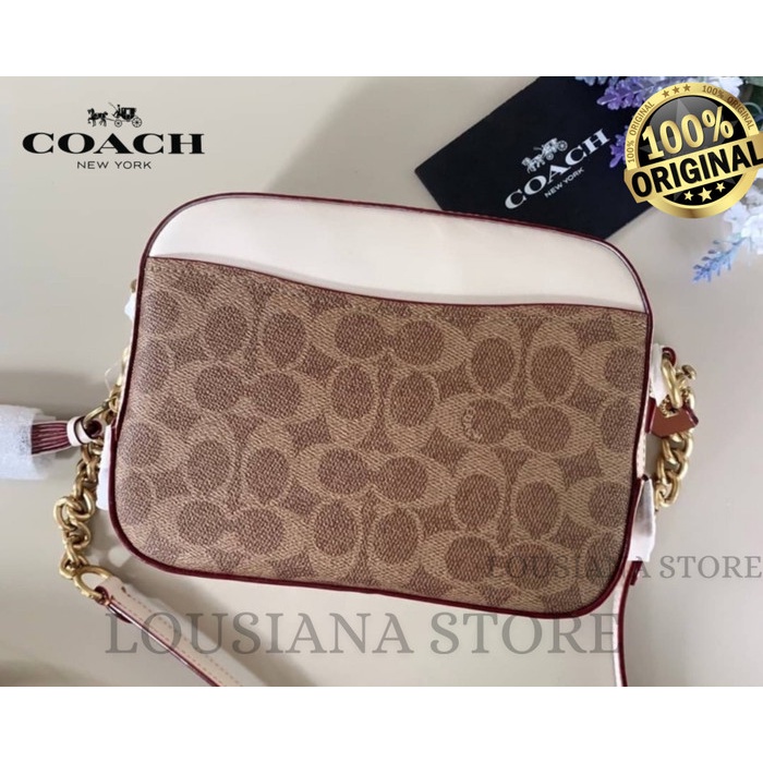 Jual Coach Camera Bag Signature Tan Chalk (NEW AUTHENTIC) | Shopee ...