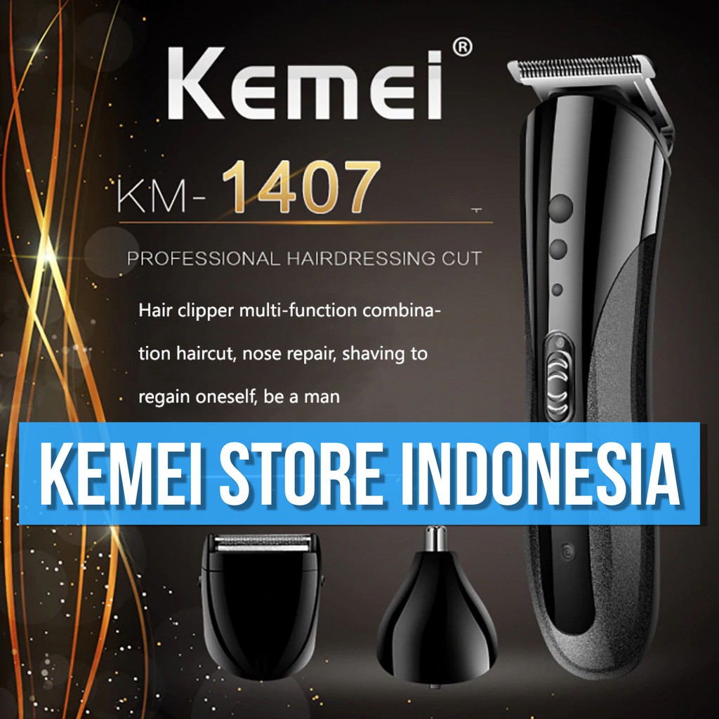 Jual Clipper Kemei KM-1407 Alat Mesin Cukur Rambut Kumis Jenggot Sistem Cas | Shopee Indonesia